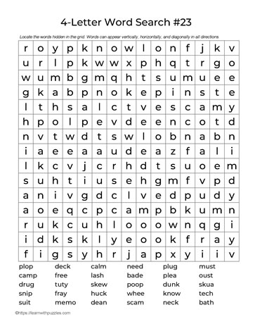 Four Letter Words Puzzle 23 Learn With Puzzles
