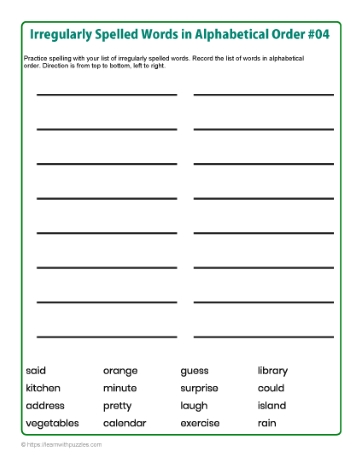 Alphabetical Order 04 Learn With Puzzles