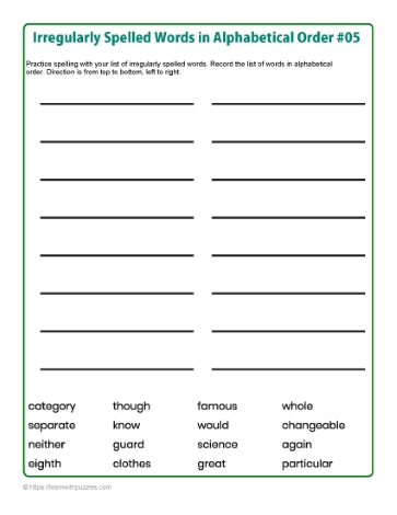 Alphabetical Order 05 Learn With Puzzles