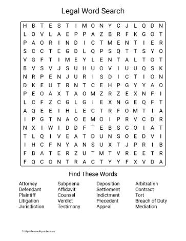 Large Print Legal Words Wordsearch Learn With Puzzles