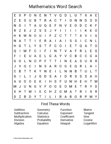 Large Print Math Words Wordsearch Learn With Puzzles
