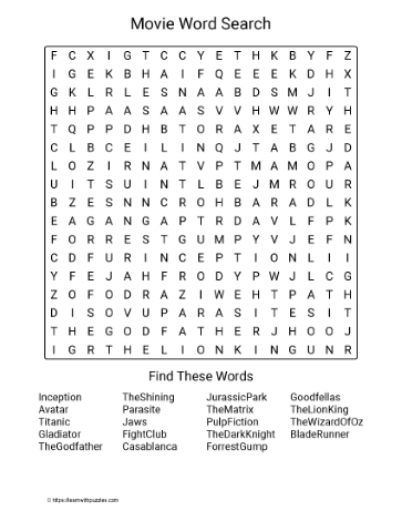 Large Print Movies Word Search Learn With Puzzles