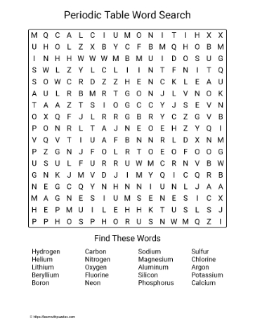 Large Print Periodic Table Word Search Learn With Puzzles
