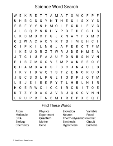 Large Print Science Word Search Learn With Puzzles