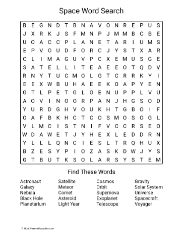 Large Print Space Word Search Learn With Puzzles