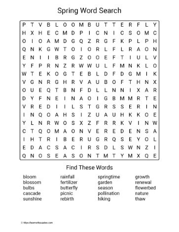 Large Print Spring Word Search Learn With Puzzles