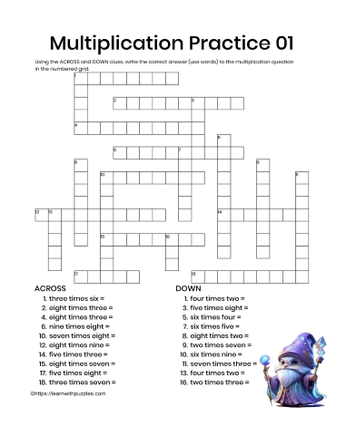 Multiplication Practice 3rd Grade 01 Learn With Puzzles