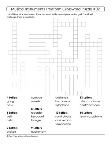 Crossword Freeform Music Learn With Puzzles