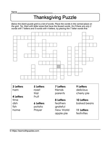 Thanksgiving Freeform #07 Learn With Puzzles