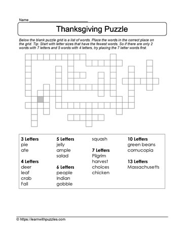 Thanksgiving Freeform #09 Learn With Puzzles