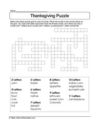Thanksgiving Puzzles Learn With Puzzles