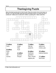 Thanksgiving Puzzles Learn With Puzzles